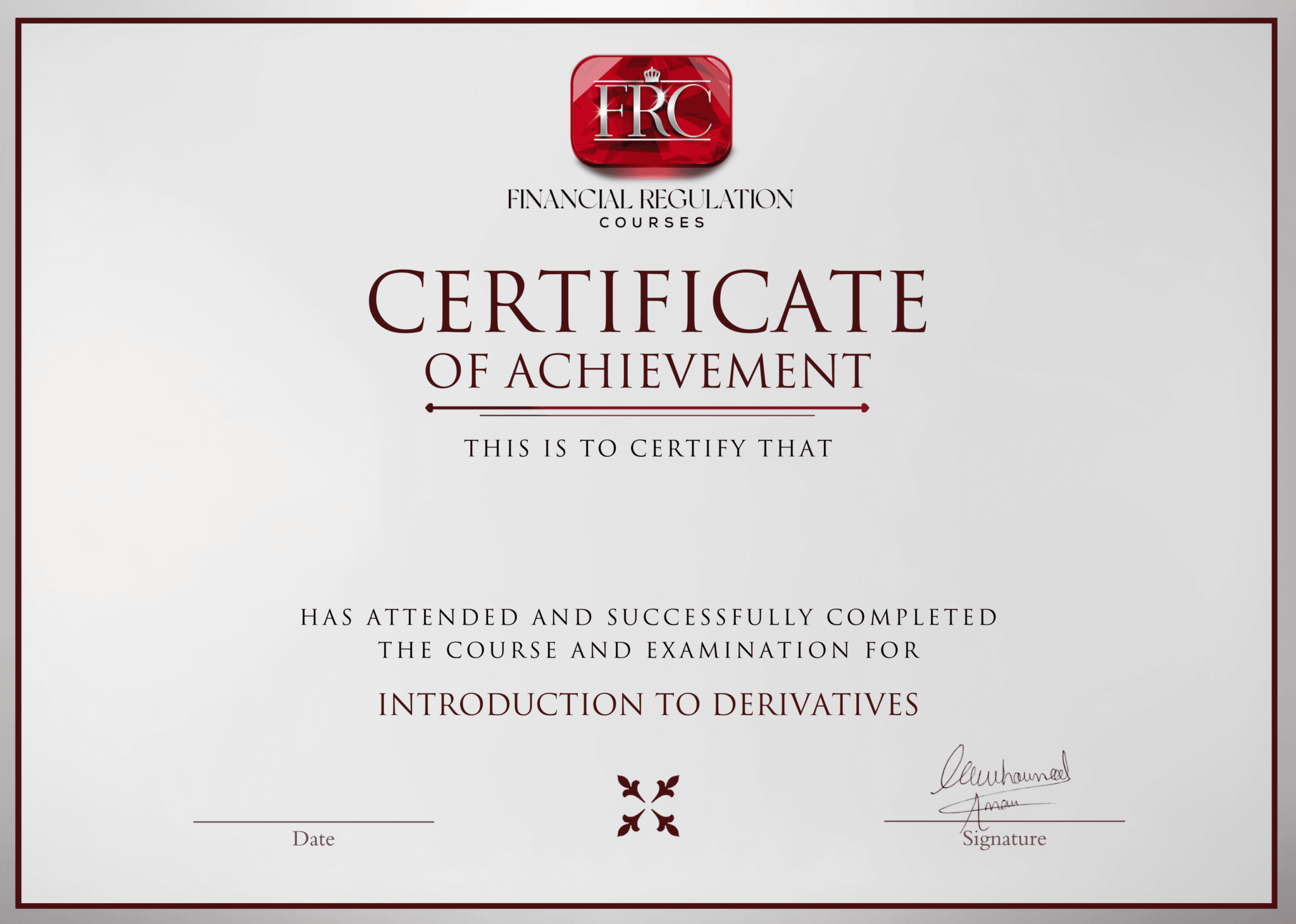 Derivatives Certificate